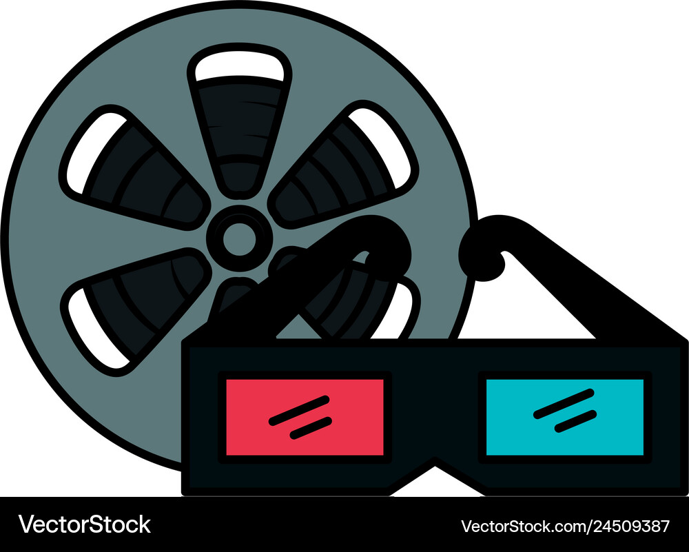 Video reel with 3d glasses Royalty Free Vector Image