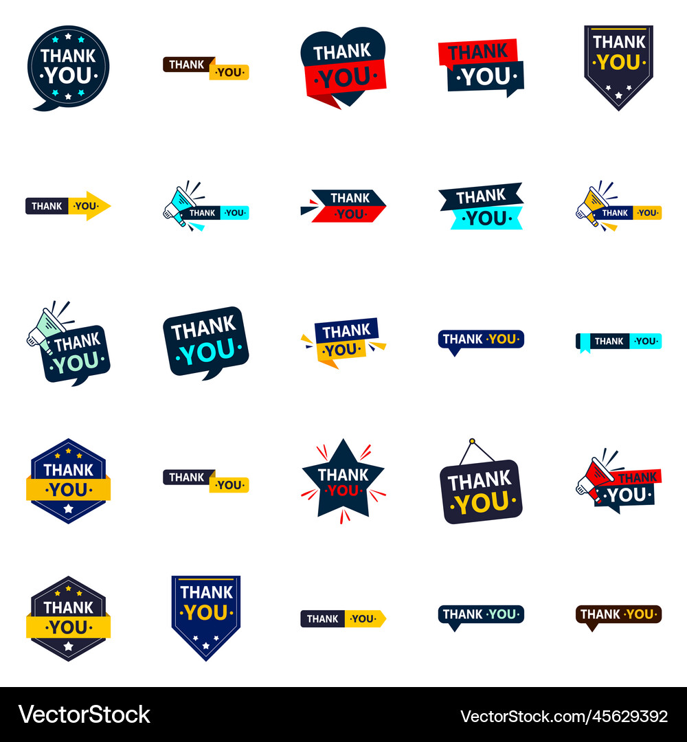 25 high quality elements for saying thank you Vector Image