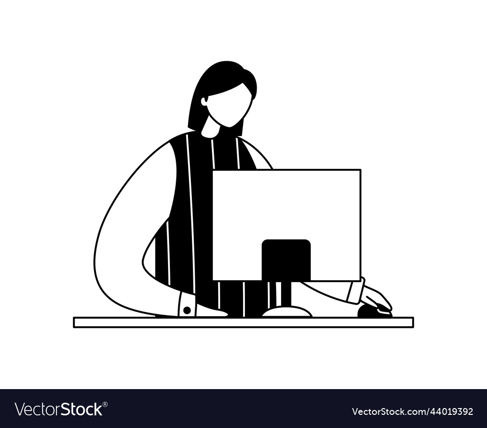 An office worker sitting at a computer profession Vector Image