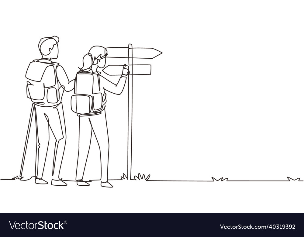 Continuous one line drawing direction pointer Vector Image