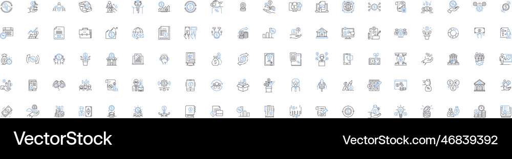 Debt line icons collection liability arrears Vector Image