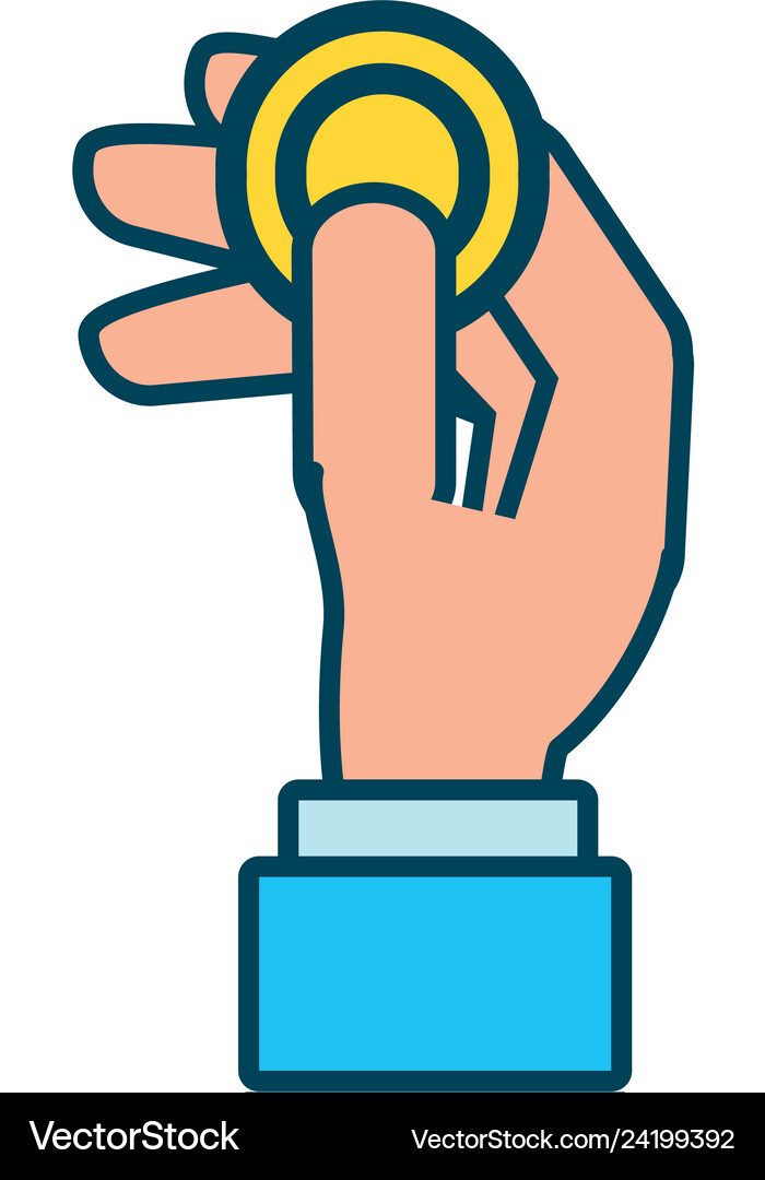 Hand with coin money isolated icon Royalty Free Vector Image