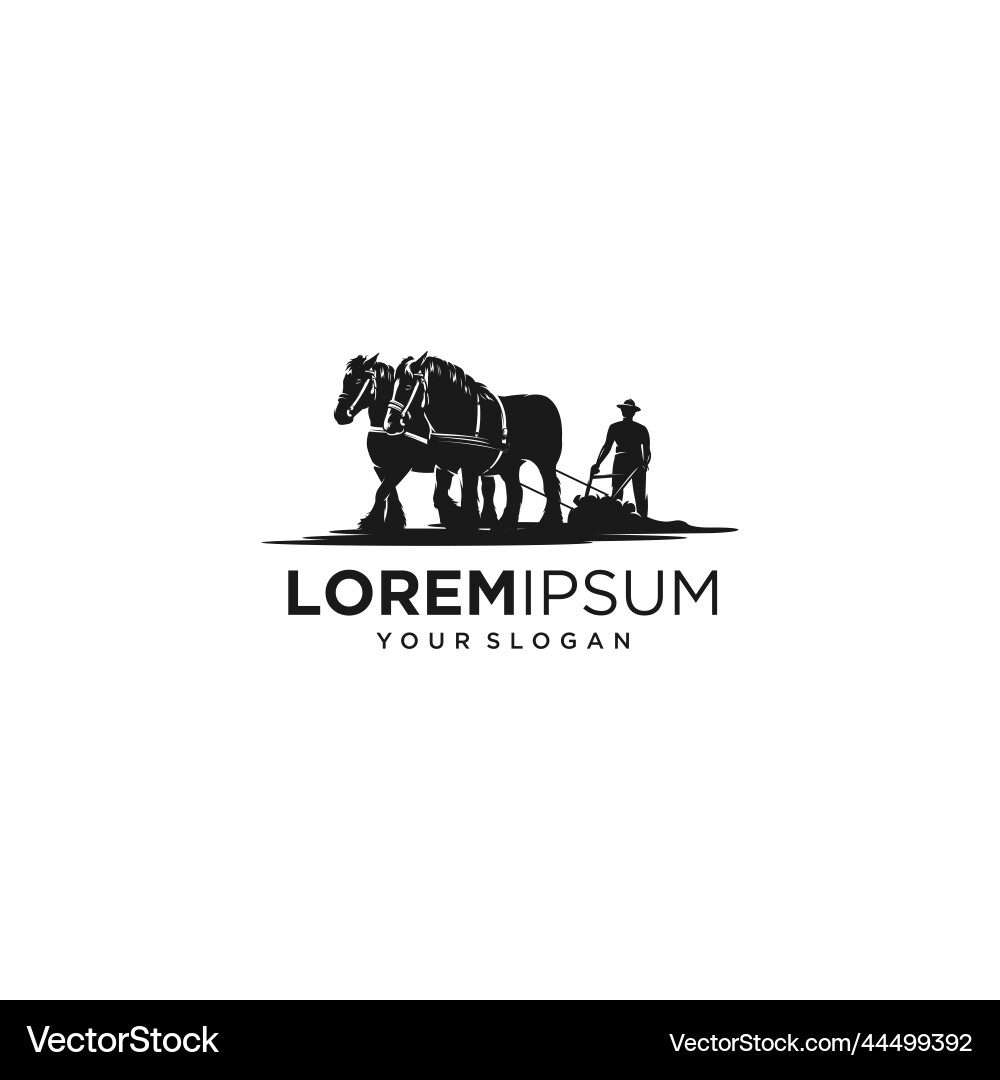Plowing with horse silhouette logo Royalty Free Vector Image