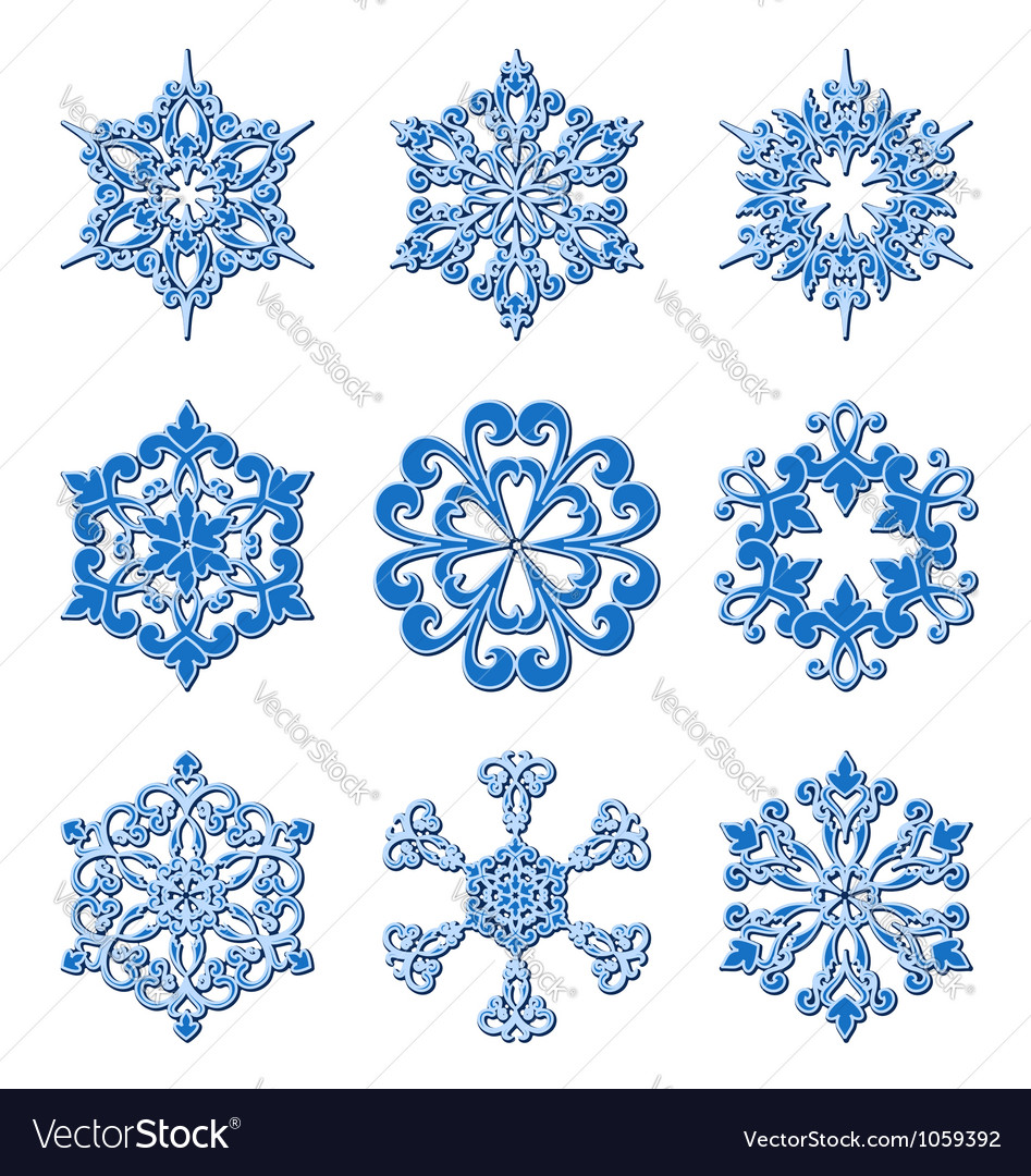 Snowflake set Royalty Free Vector Image - VectorStock