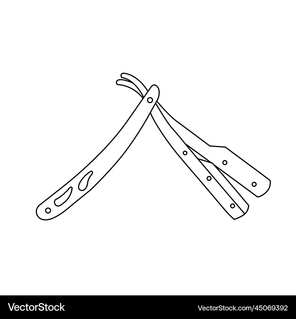 Straight razor outline icon on white background Vector Image