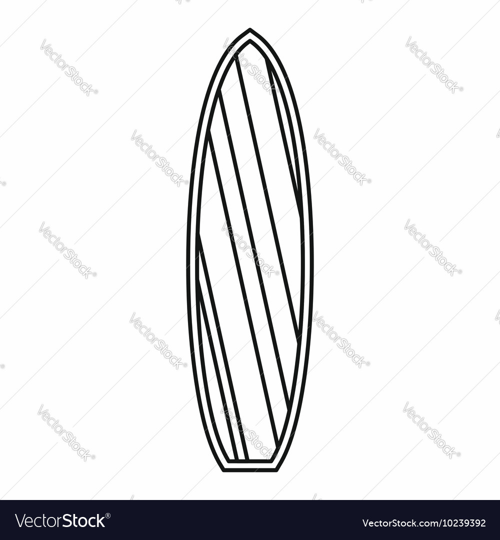 Surfboard icon outline style Royalty Free Vector Image
