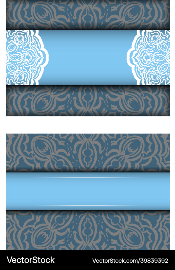 Template greeting card in blue color Royalty Free Vector