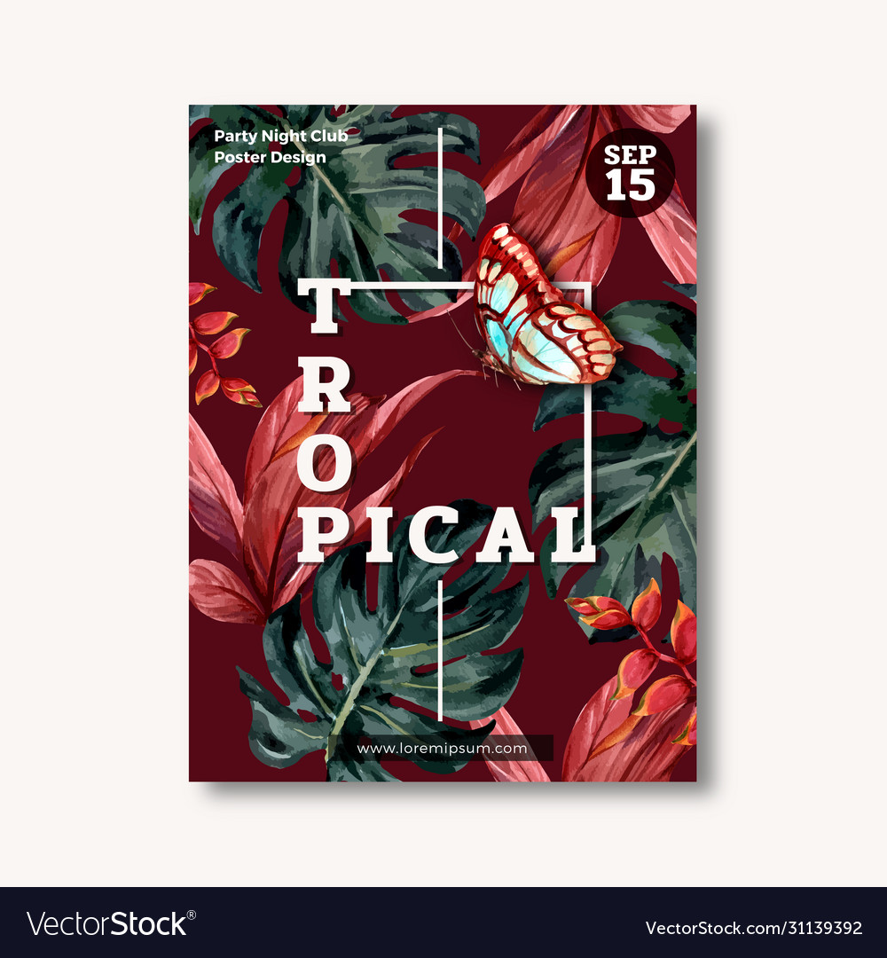 Tropical-themed poster design with monstera Vector Image