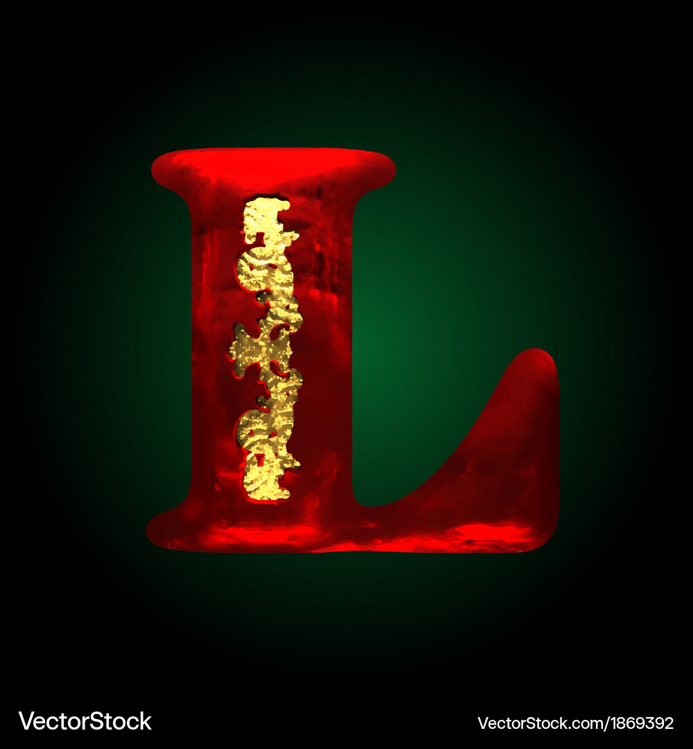 Velvet l letter with gold Royalty Free Vector Image
