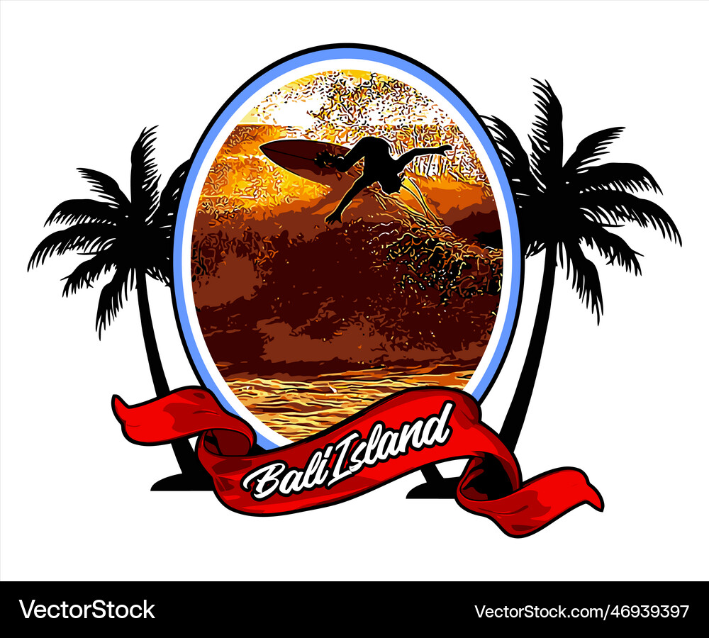 Bali island art for graphic design needs Vector Image