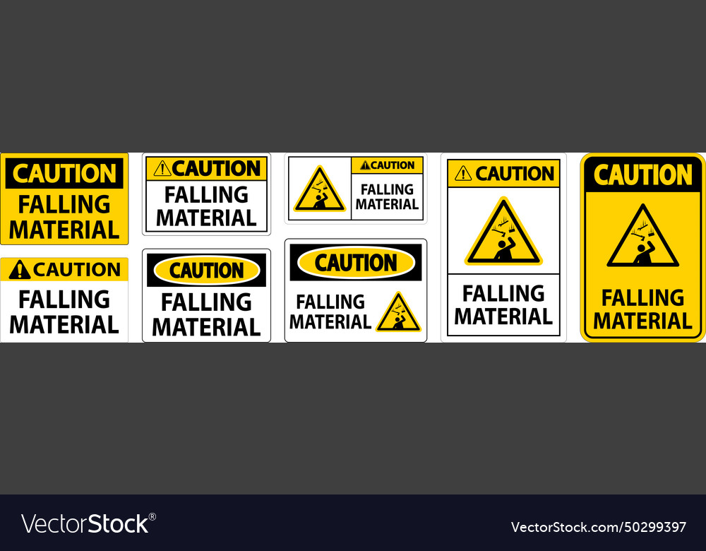 Caution sign falling material Royalty Free Vector Image