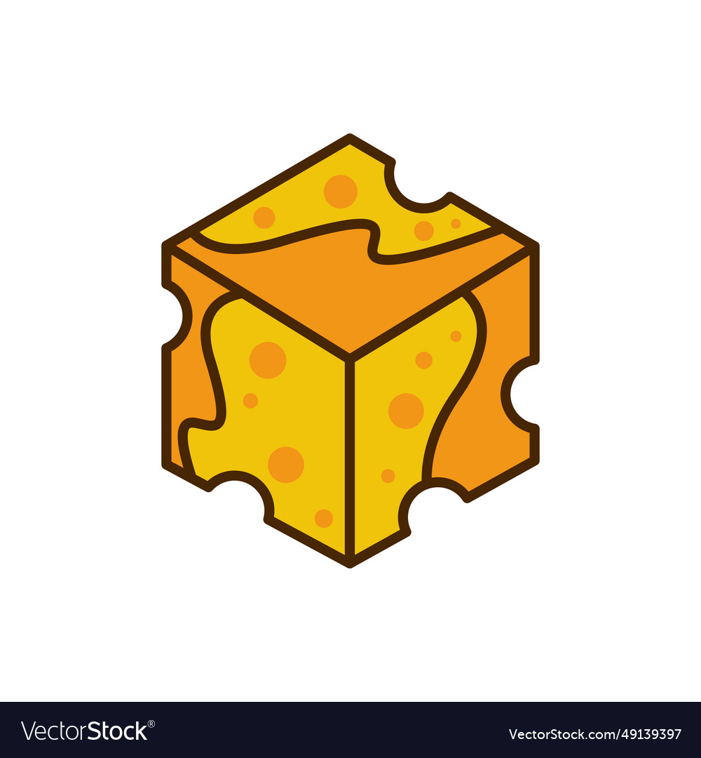 Cheese cube Royalty Free Vector Image - VectorStock