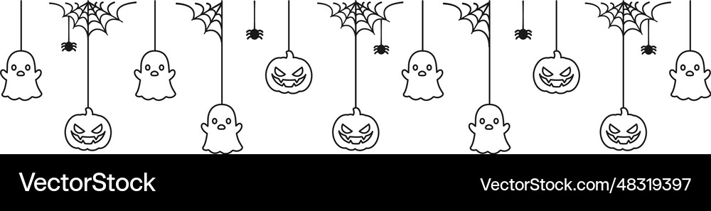 Happy halloween banner or border with ghost Vector Image