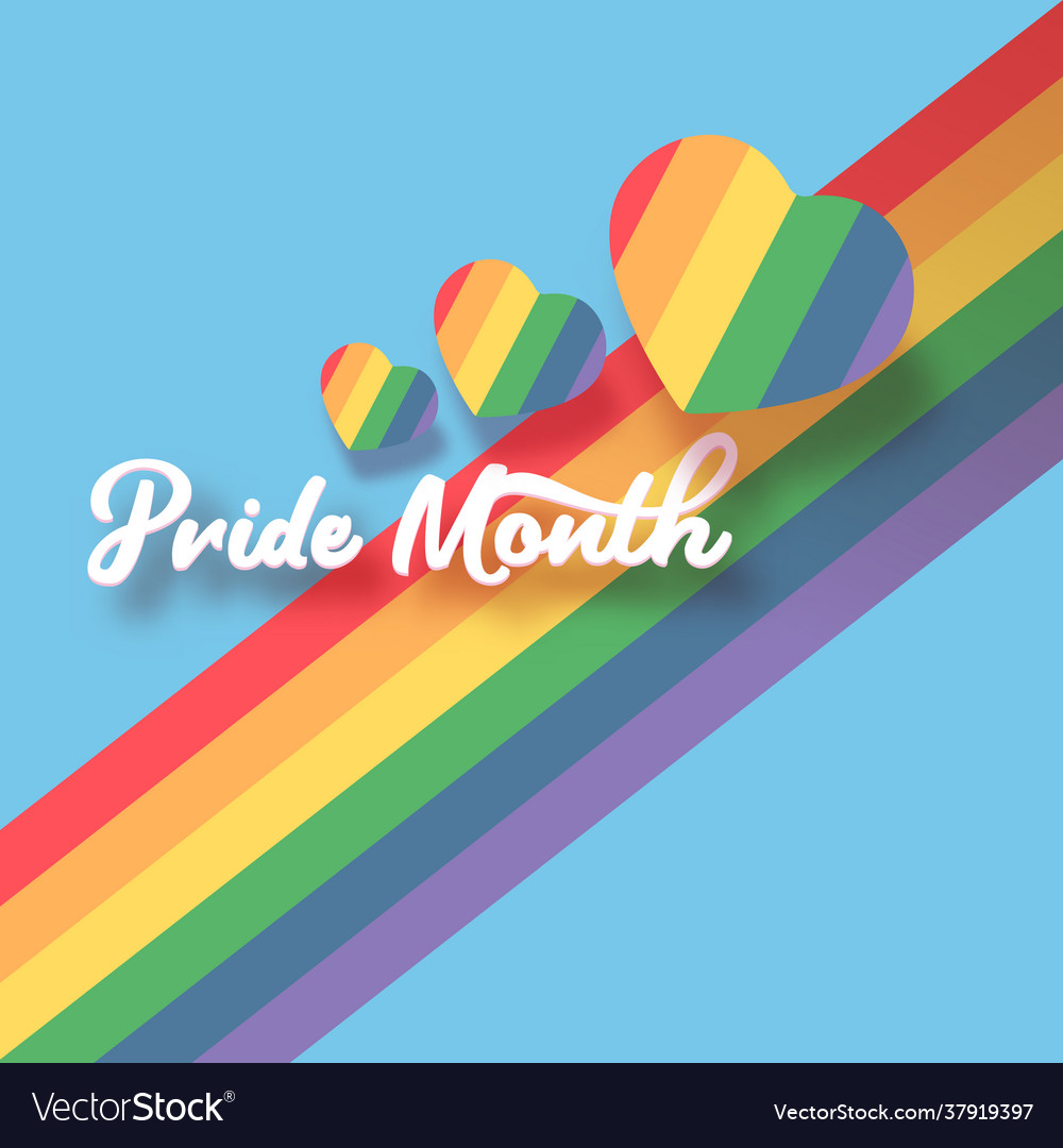 Happy pride month banner with heart Royalty Free Vector