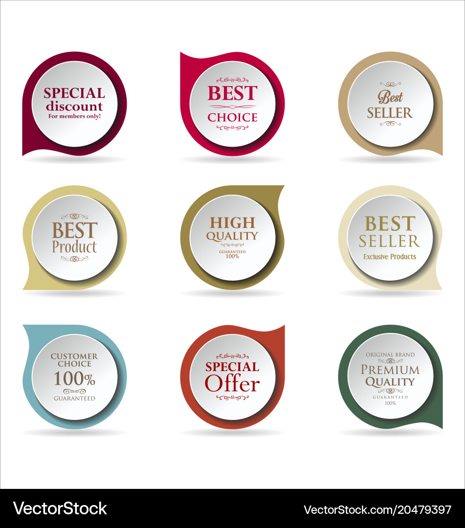 Modern badges colorful collection 1 Royalty Free Vector