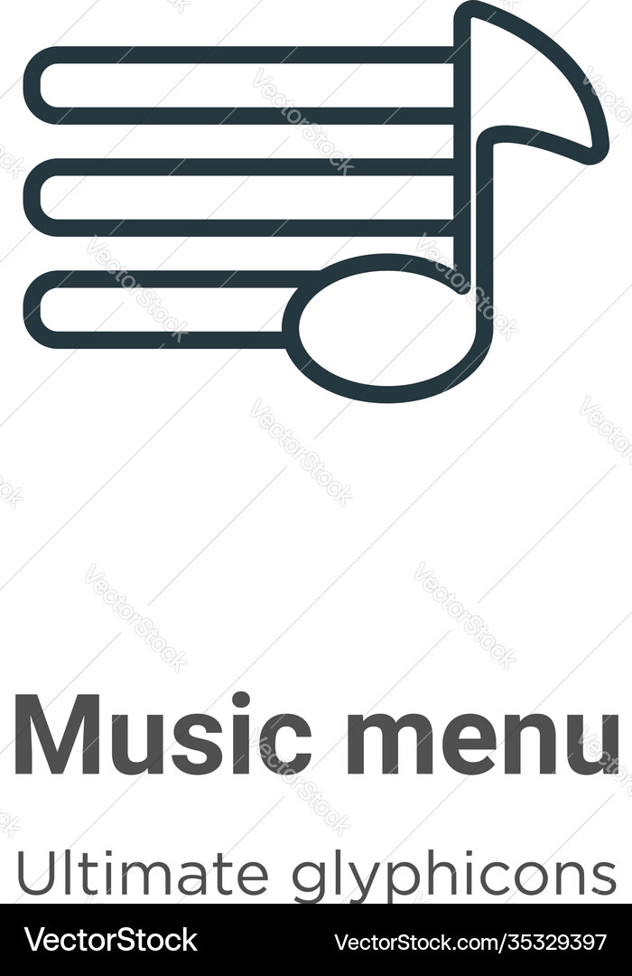Music menu outline icon thin line black Royalty Free Vector
