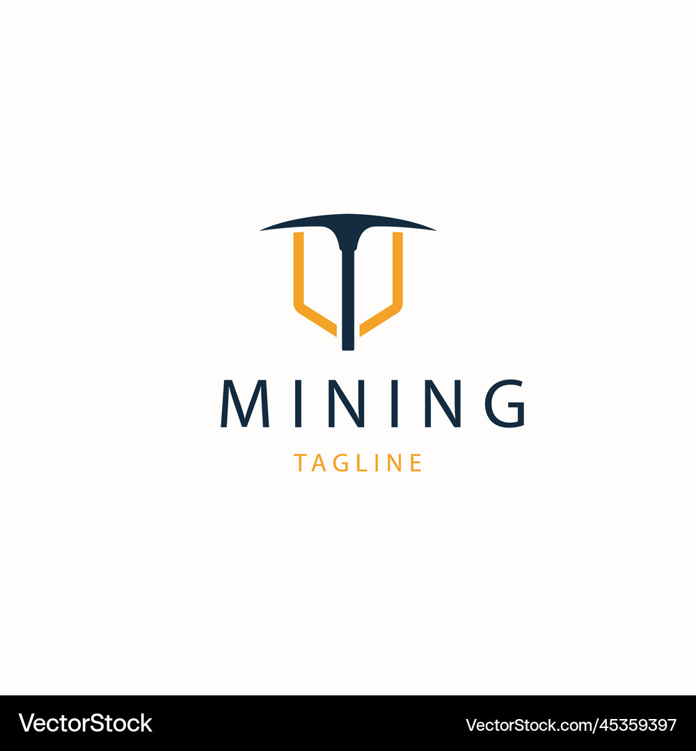 Pickaxe mining logo icon design template flat Vector Image