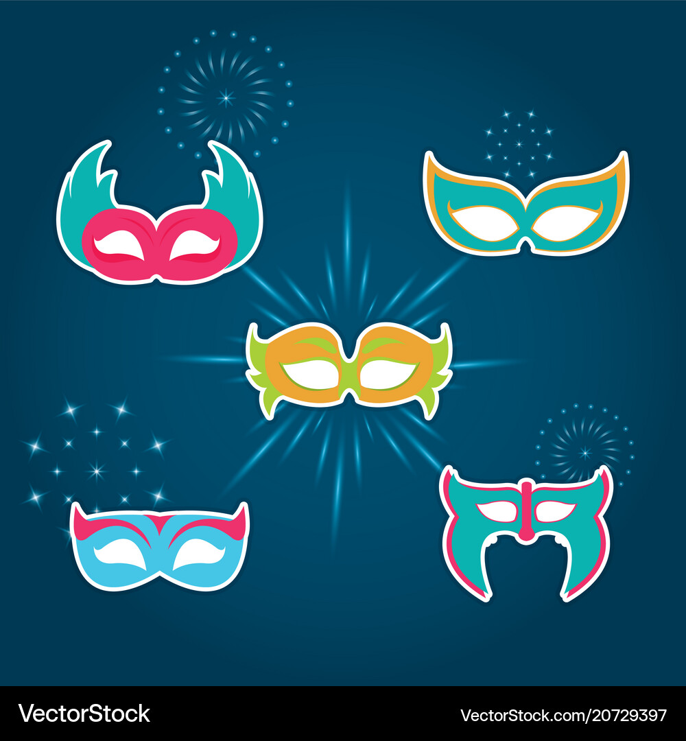 Set of party mask Royalty Free Vector Image - VectorStock