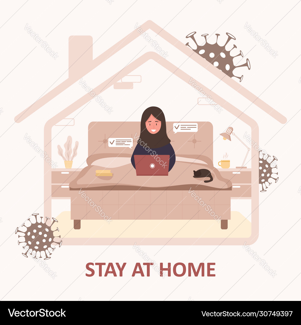 Stay home background quarantine or self-isolation Vector Image