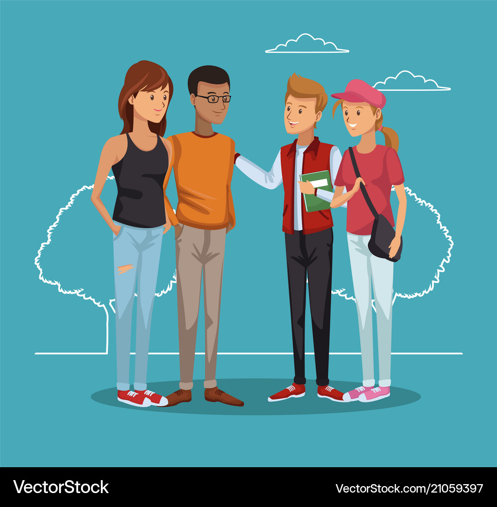 Young friends cartoon Royalty Free Vector Image