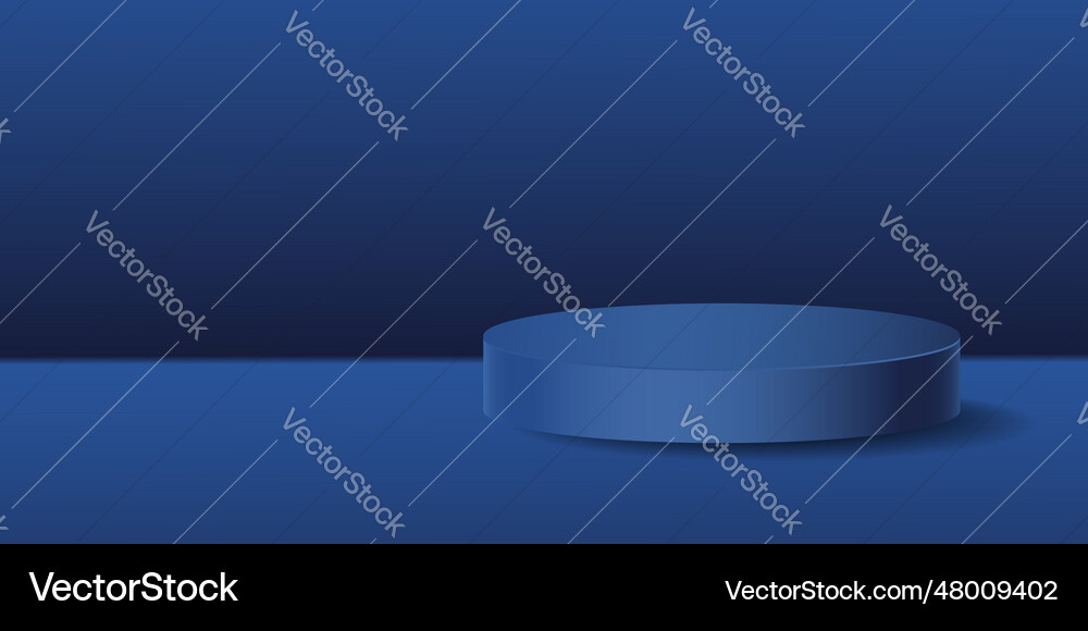 Blue studio background with navy stage podium Vector Image