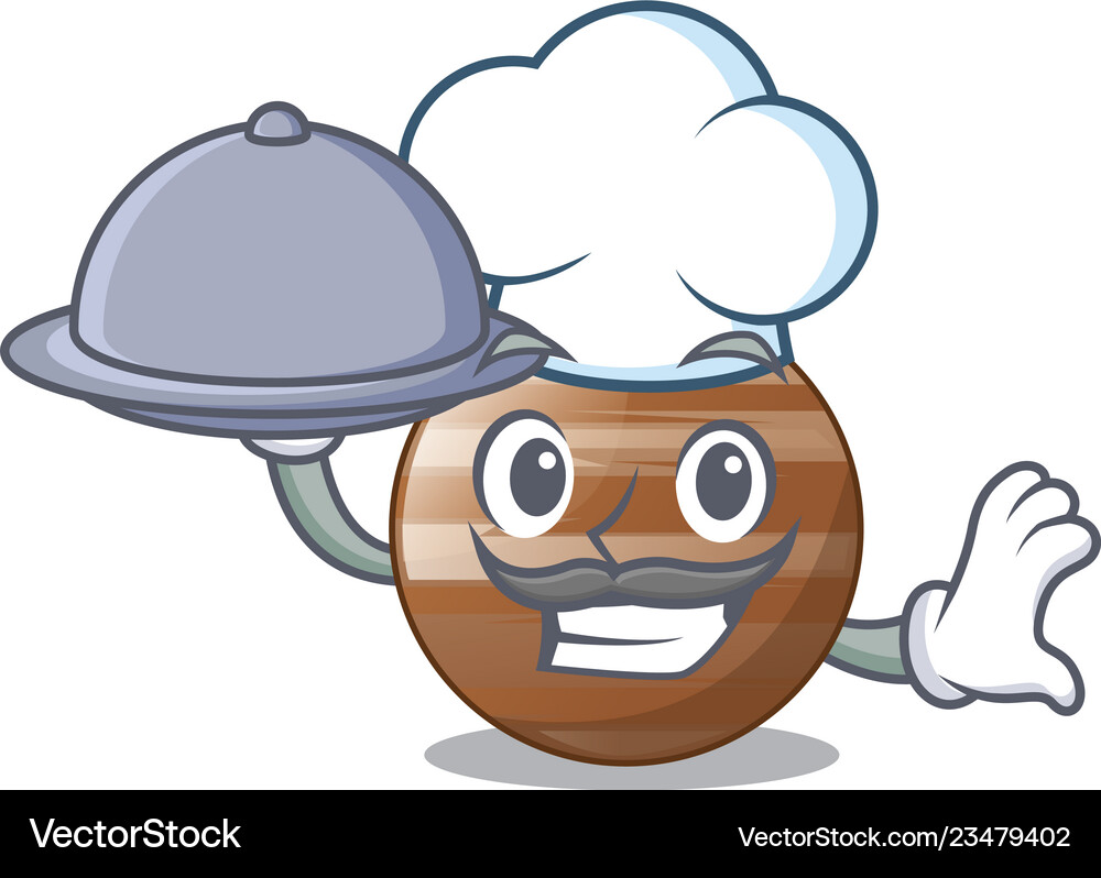 Chef with food jupiter planet isolated Royalty Free Vector