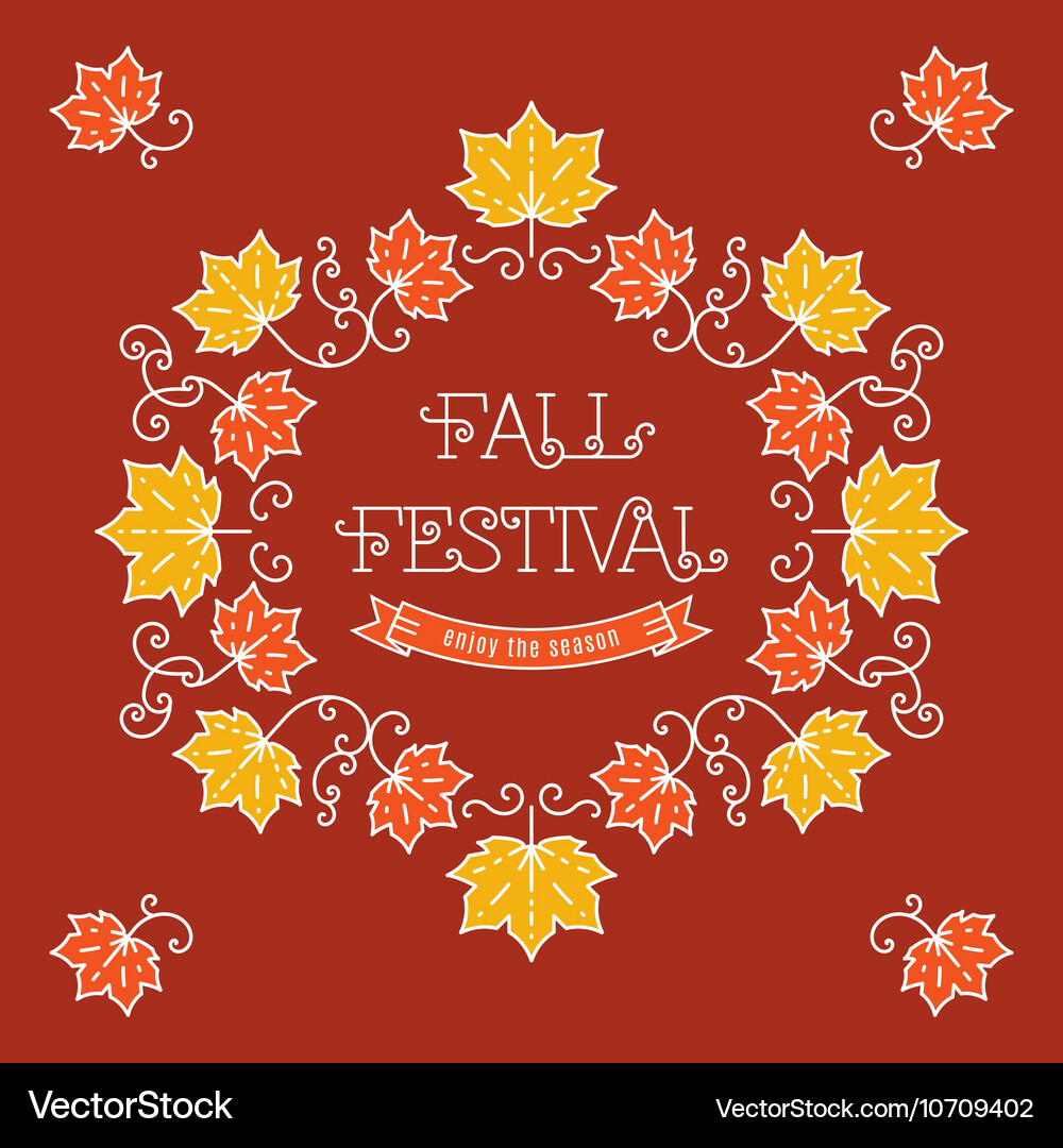 Colorful fall festival template frame maple leaves