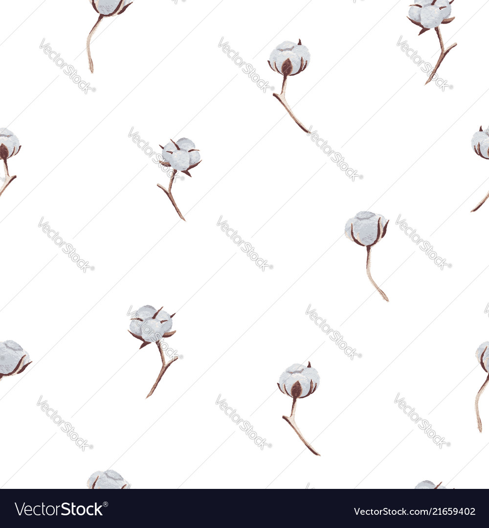Cotton seamless pattern Royalty Free Vector Image