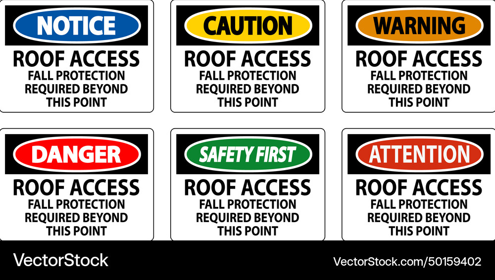 Danger sign roof access fall protection required Vector Image
