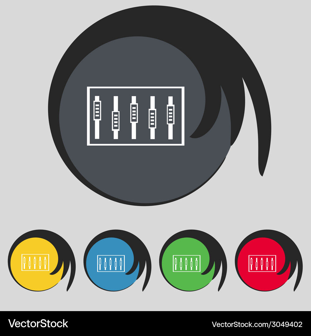 Dj console mix handles and buttons level icons set