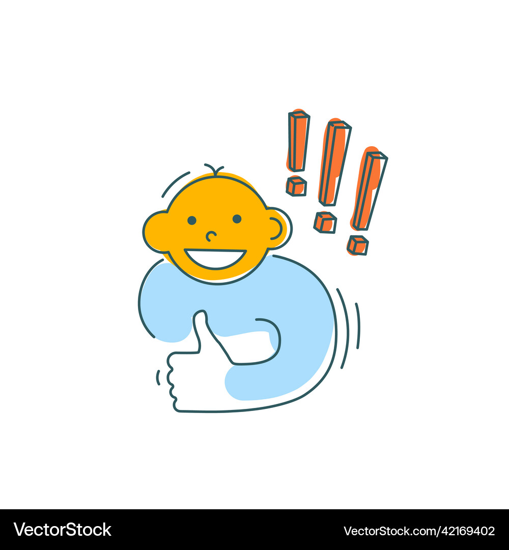 Funny man with thumb up like sign Royalty Free Vector Image