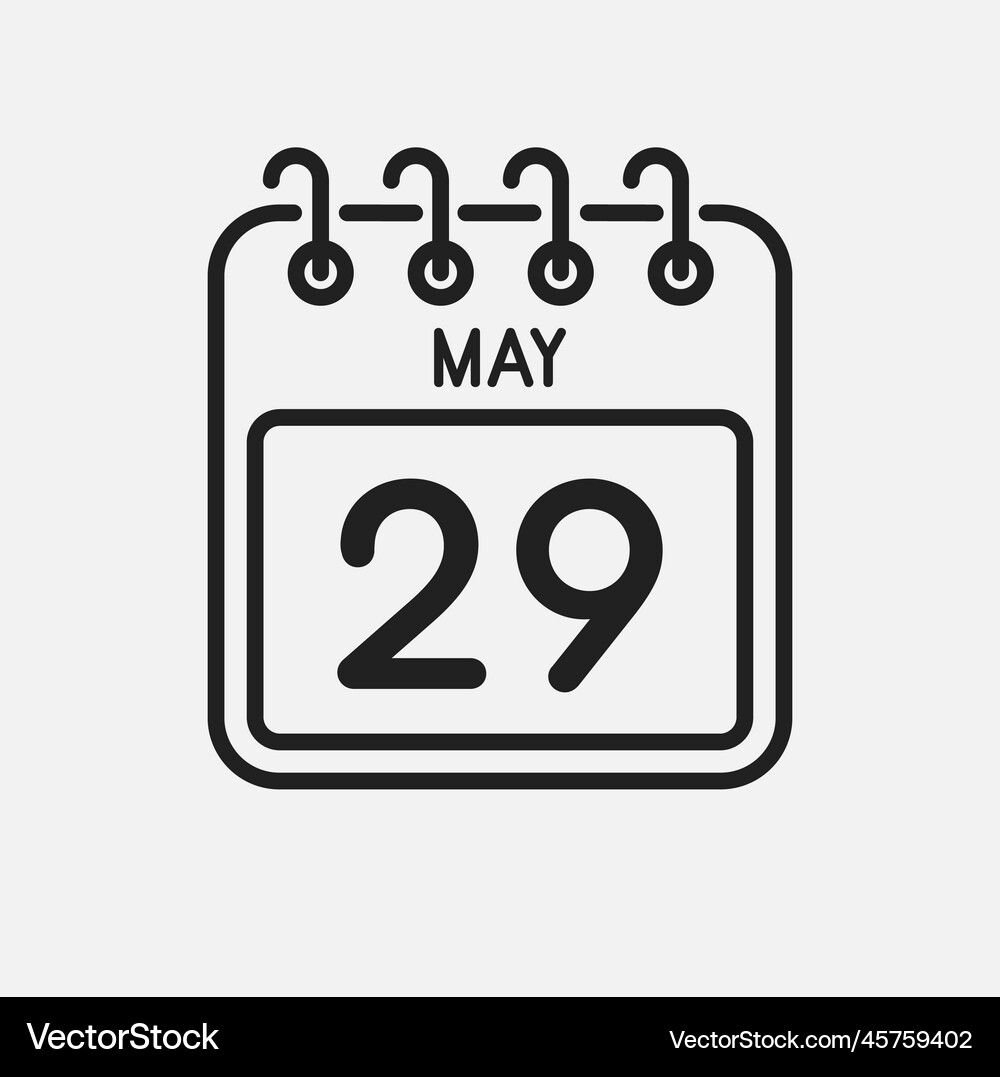 Icon page calendar day - 29 may Royalty Free Vector Image