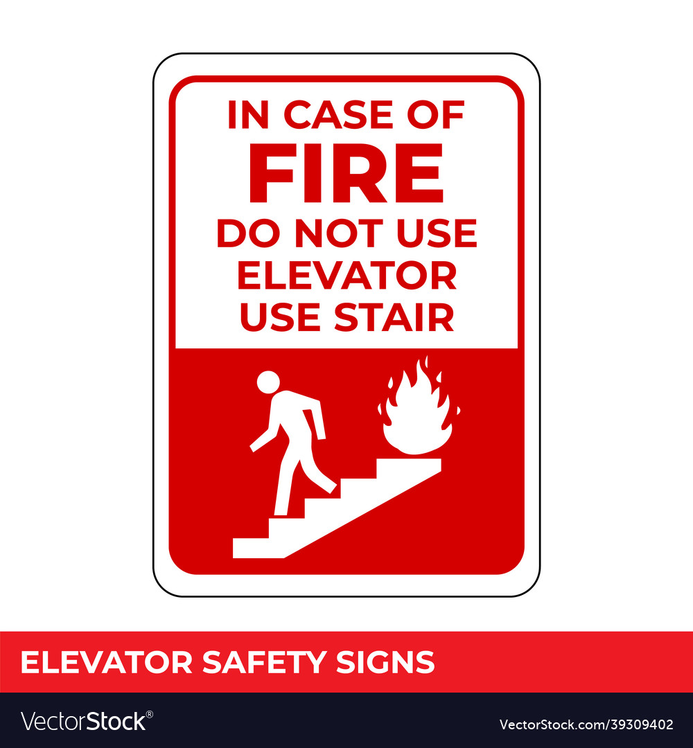 Elevator Fire Sign