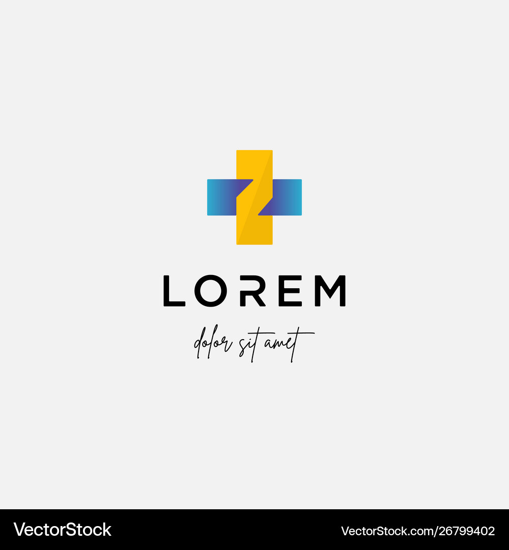 Initial z medical cross logo design Royalty Free Vector