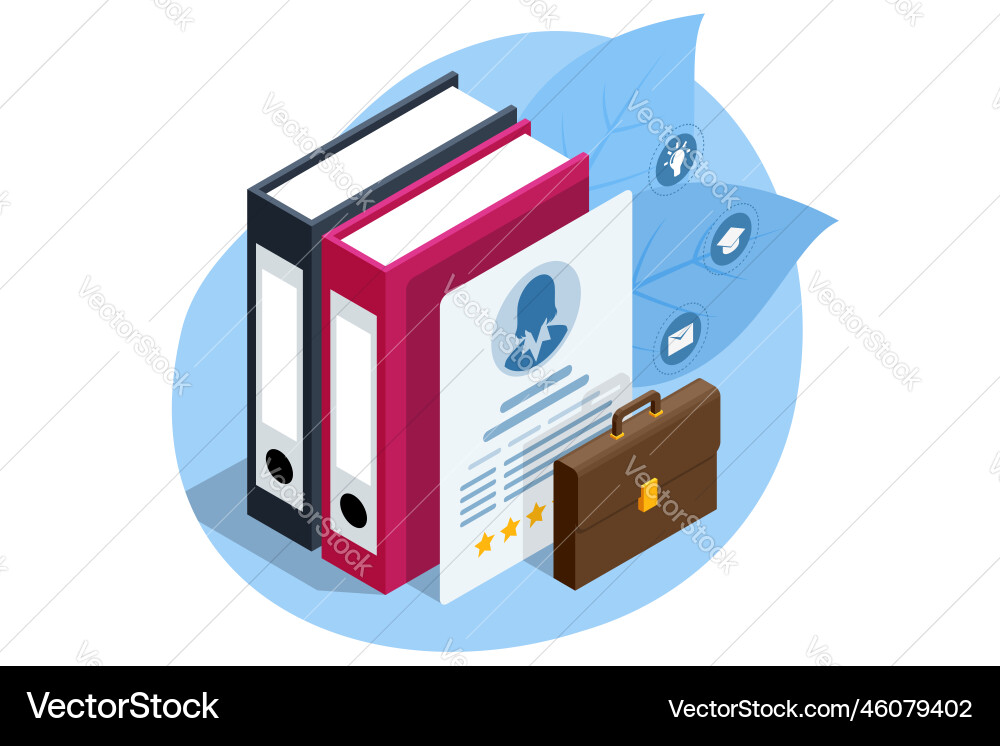 Isometric cv hiring and recruitment concept Vector Image