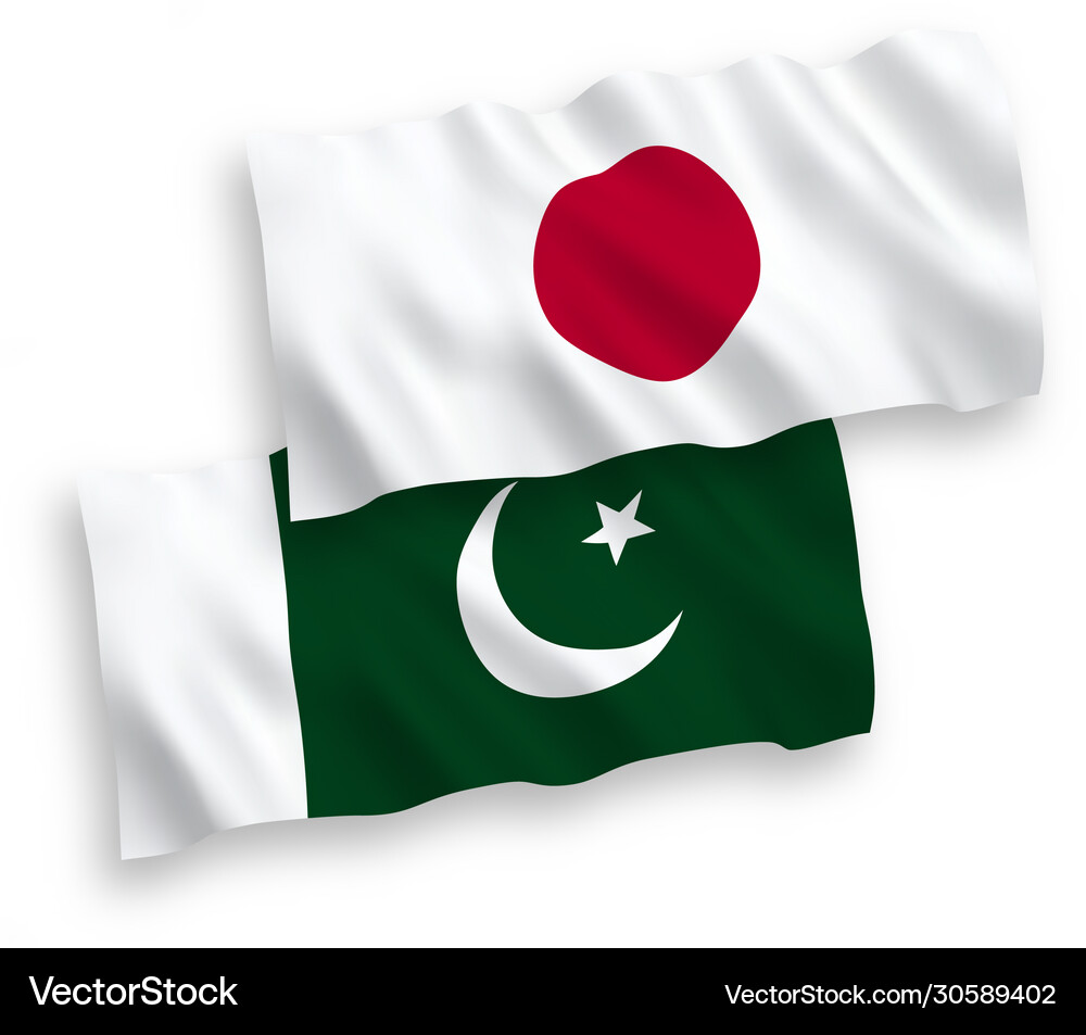 Japan and Pakistan Flags Royalty Free Vector Image