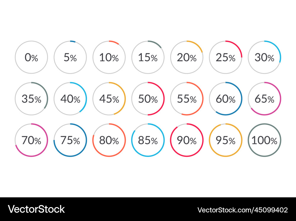 Percentage infographics 0 to 100 Royalty Free Vector Image