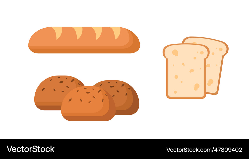 Set of different type of bread Royalty Free Vector Image