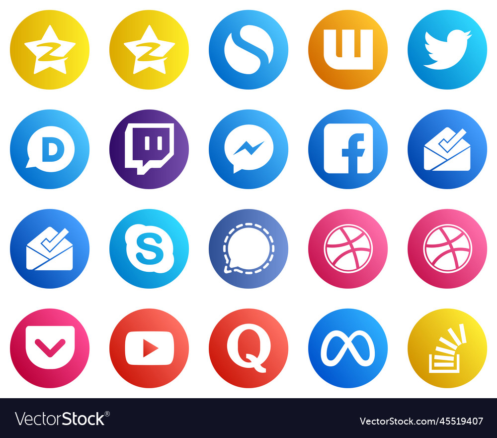 20 versatile social media icons such as chat Vector Image