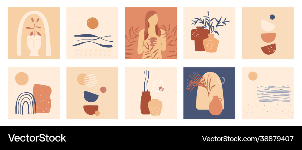 A set square posters with abstract still lifes Vector Image