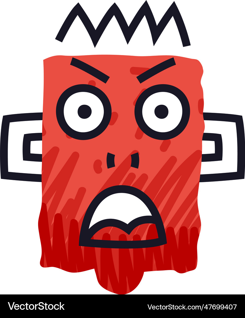 Abstract comic red face show emotion frowning Vector Image