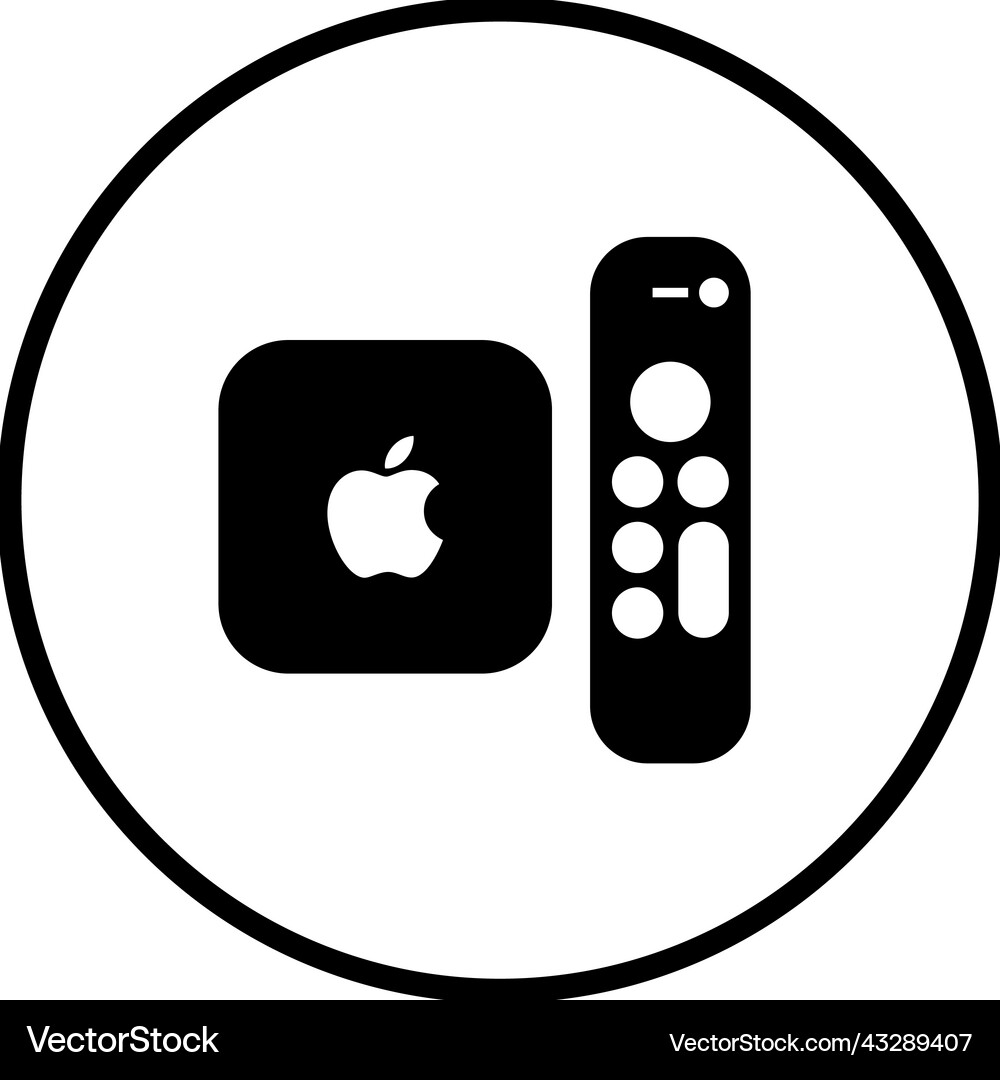 Apple remote television tv icon black graphics Vector Image