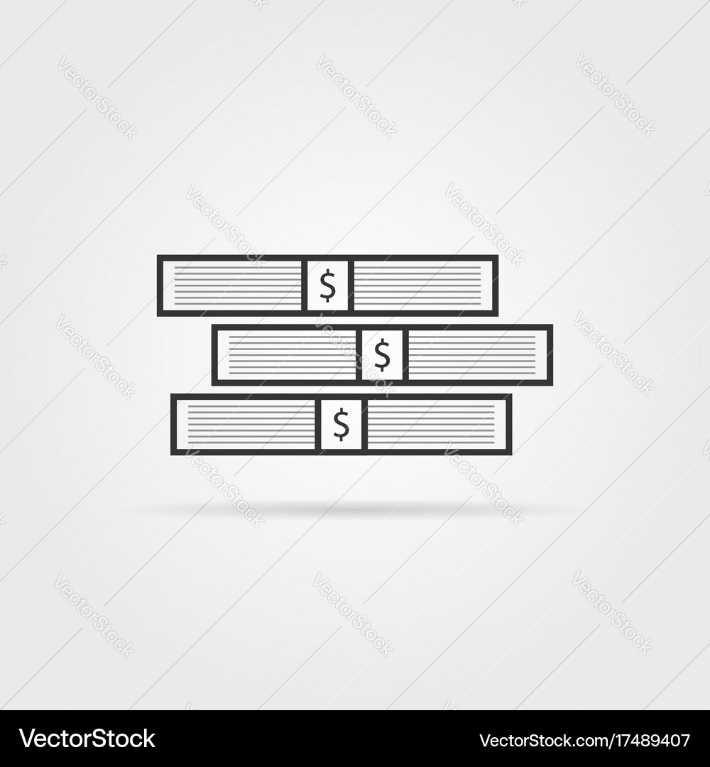 Black Money Stack with Shadow Royalty Free Vector Image