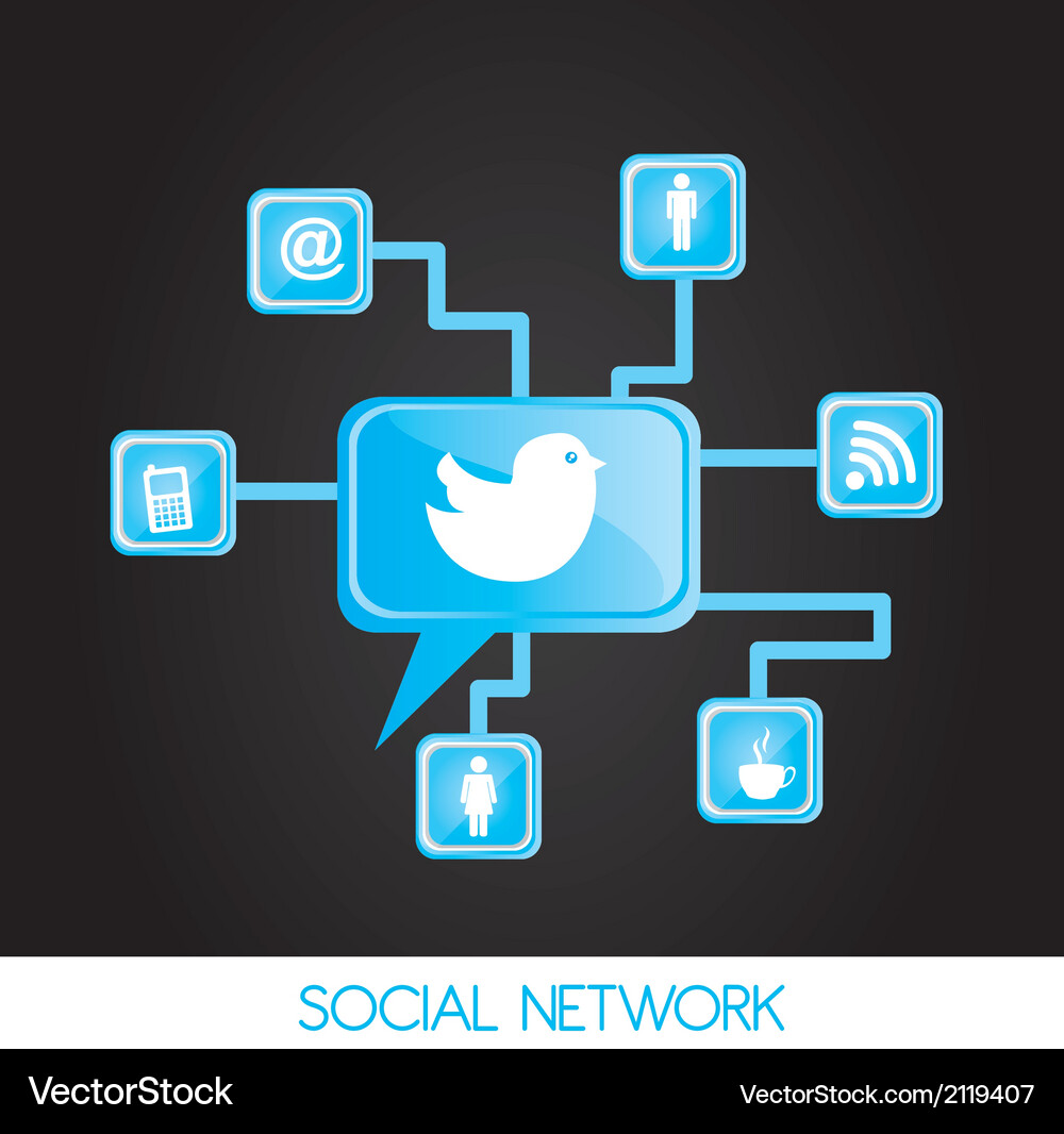 Blue icons social network over black background Vector Image