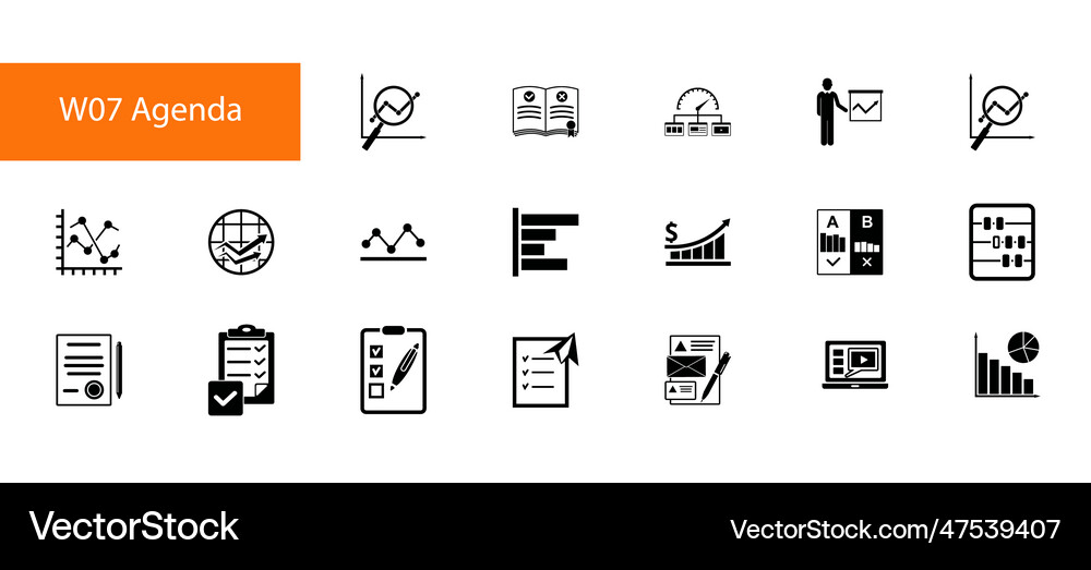 Business research icon set Royalty Free Vector Image