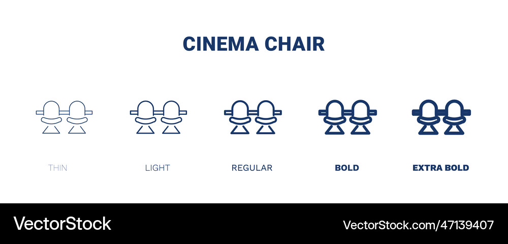 Cinema chair icon thin light regular bold black Vector Image
