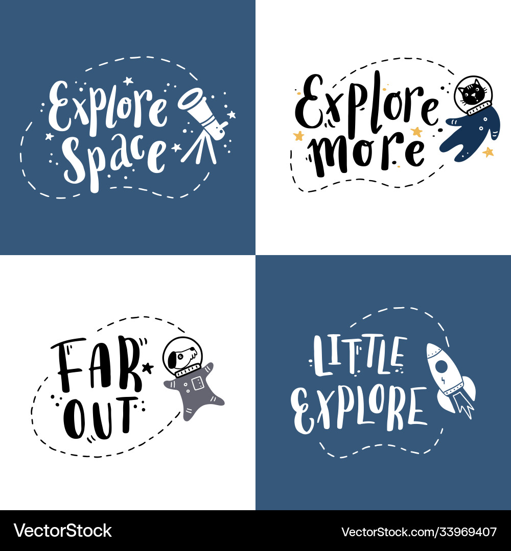 Cute hand drawn lettering space quote Royalty Free Vector