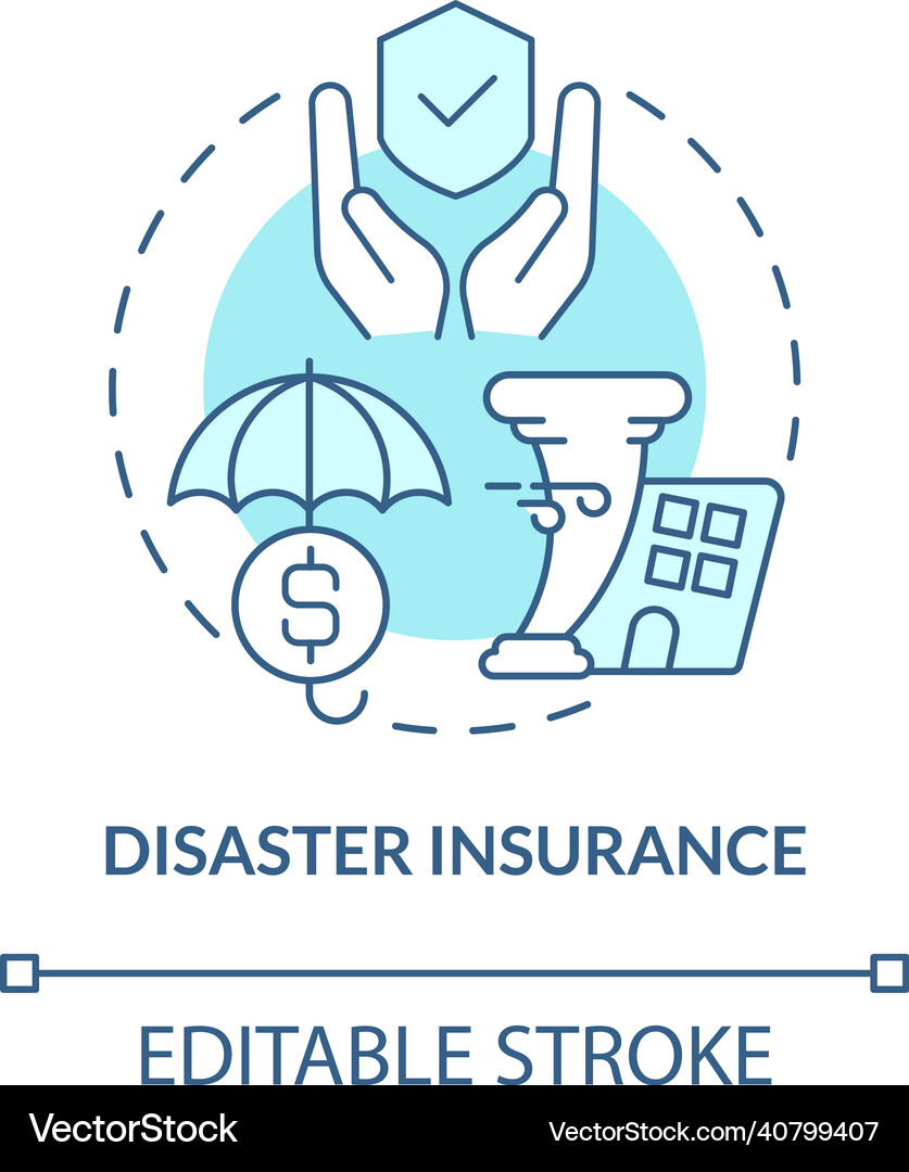 Disaster insurance turquoise concept icon Vector Image