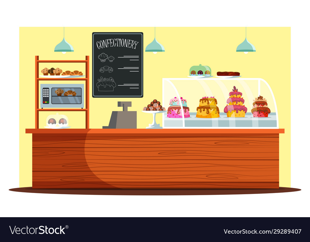 Empty candy store flat Royalty Free Vector Image