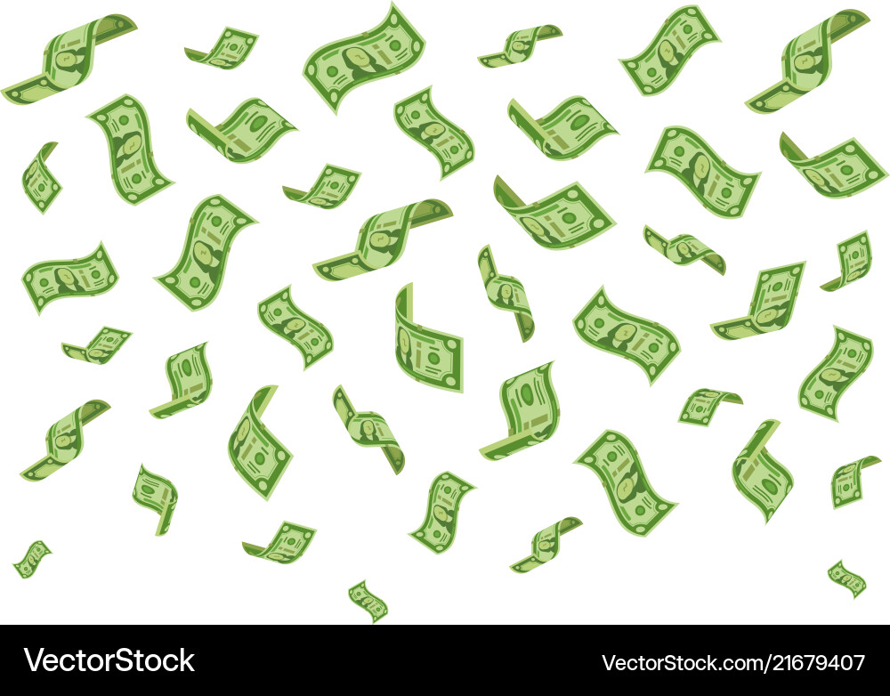 Falling banknotes wealth money denominations rain Vector Image